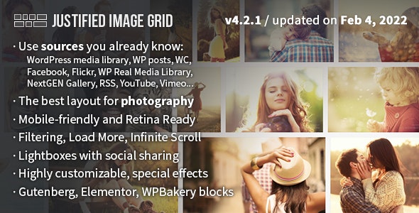 Justified Image Grid Premium WordPress Gallery - Free Download ...